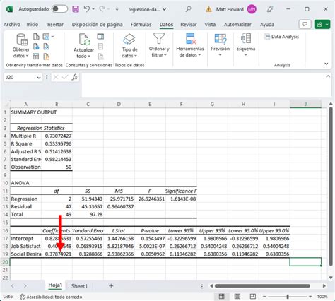 Regresión En Excel Dr Matt C Howard