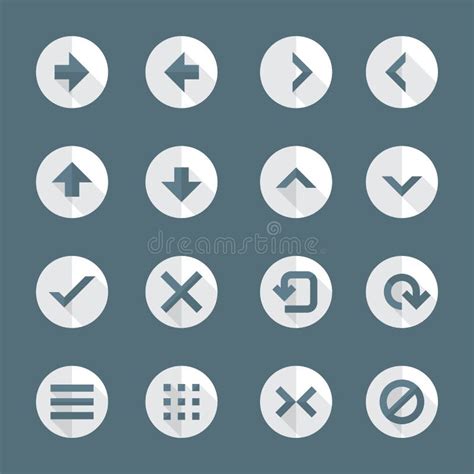 Flat Style Various Navigation Menu Buttons Icons Set Stock Vector Illustration Of Round