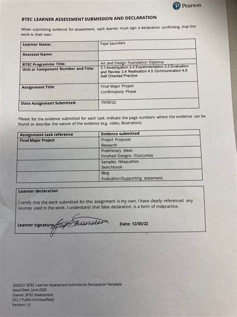 Learner Declaration Form Faye Saunders Blog