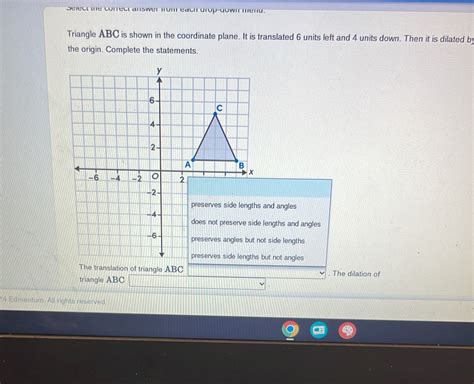 solved rect an rom each drop down mend triangle abc is shown in the