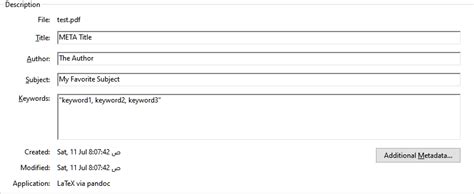 Generate PDF Metadata From Markdown Md File With Pandoc TeX LaTeX Stack Exchange