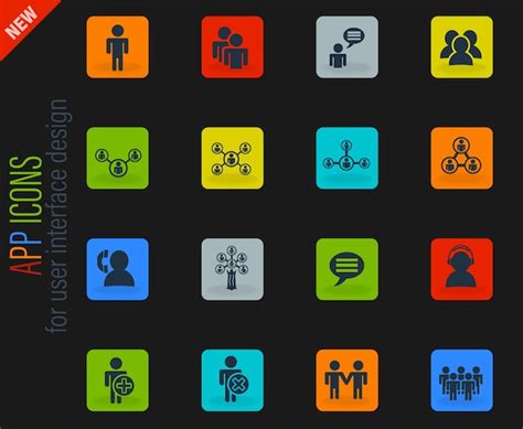 커뮤니티 아이콘 세트 프리미엄 벡터