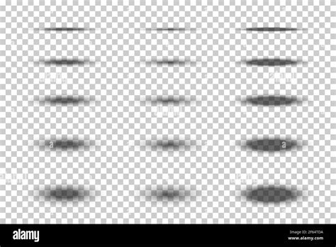 Set Of Vector Oval Gray Shadows With Soft Edges On Transparent Background Templates For Your