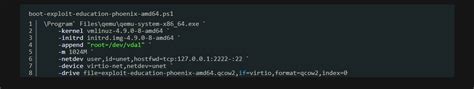 qemu problem with powershell script in setup exploit education