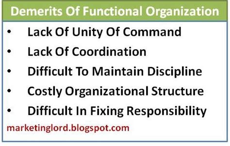 Disadvantages Of Functional Organization Business Marketing