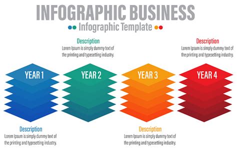 4 단계 현대 타임 라인 다이어그램 계획 연도 프리젠 테이션 벡터 인포 그래픽 비즈니스를 위한 인포그래픽 템플릿입니다 개념에