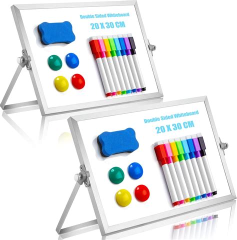 Colarr Set Of 2 Dry Erase White Board 8x 12 Double Sided Whiteboard With Stand