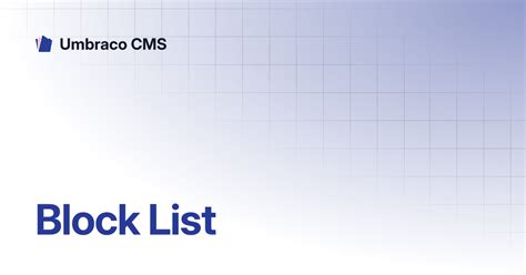 Block List Umbraco CMS