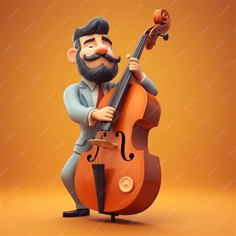 Premium Ai Image Cartoon Double Bass 3d