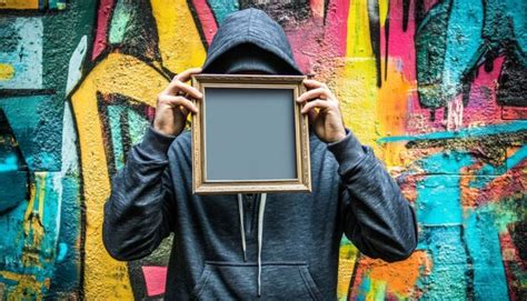 Person Hiding Behind A Frame Premium Ai Generated Image