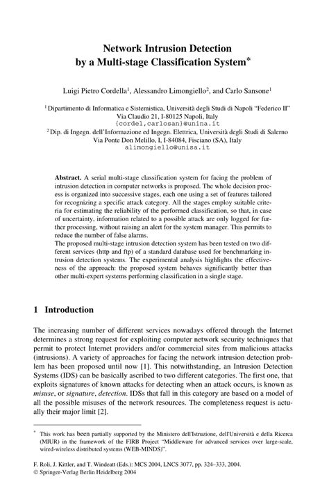 Pdf Network Intrusion Detection By A Multi Stage Classification System