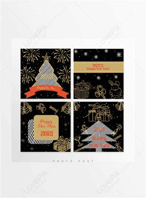 블랙 골드 간단한 라인 새해 인사말 카드 이미지 사진 465601731 무료 다운로드
