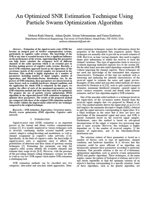 Pso Snr Estimation Mrmrevised Aqrevised Nkrevised Dec7 Pdf Signal