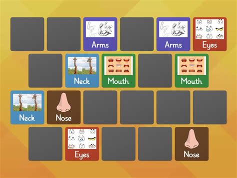 Memory Game Body Parts Matching Pairs