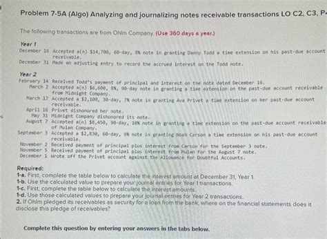 solved problem 7 5a algo analyzing and journalizing notes