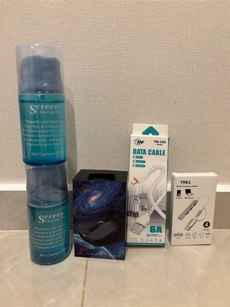 Wireless Mouse Type C To USB Cable Type C Adapter Screen Cleaner Computers Tech Parts