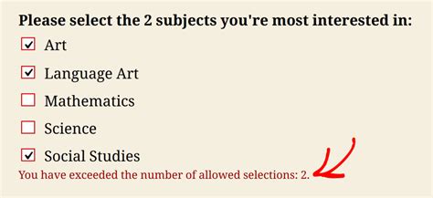 How To Limit The Number Of Checkboxes Selections