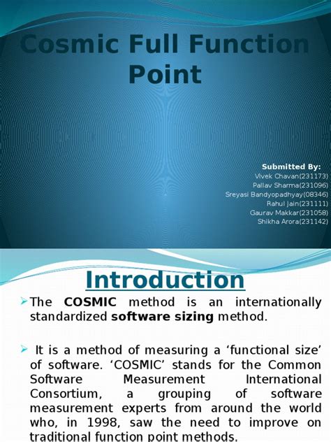 Cosmic Full Function Point Submitted By Pdf Project Management