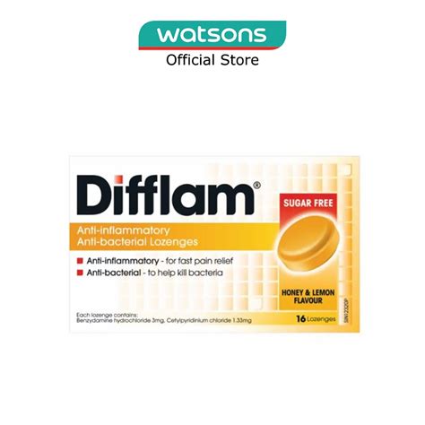 Difflam Anti Inflammatory Anti Bacterial Honey Lemon Sugar Free 16