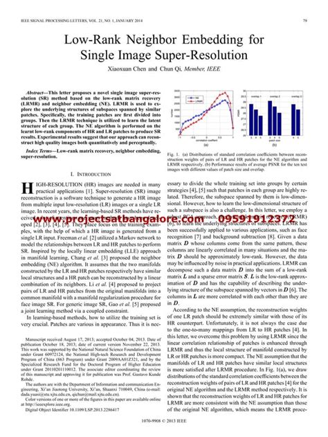Low Rank Neighbor Embedding For Single Image Super Resolution