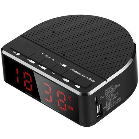 HOT Digital Alarm Clock Radio With Bluetooth Speaker Red Digit Display With 2 Dimmer FM Radio