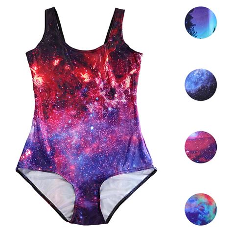 Galaxy Space 3d Print One Piece Swimwear Women Sexy Bodysuit Slim