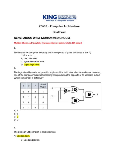 final exam cs610 winter 2024 complete pdf computer data storage