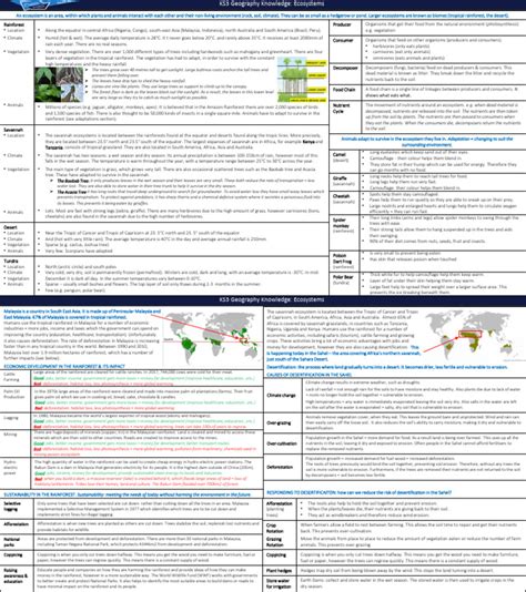 1 ecosystems knowledge organiser pdf rainforest deforestation