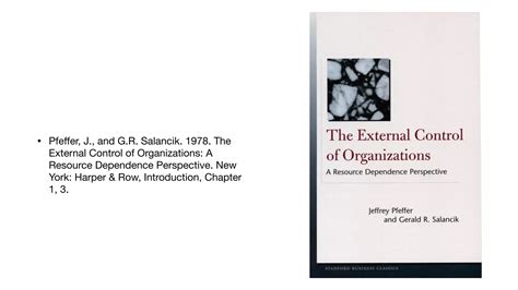 The External Control Of Organization A Resource Dependence Perspective