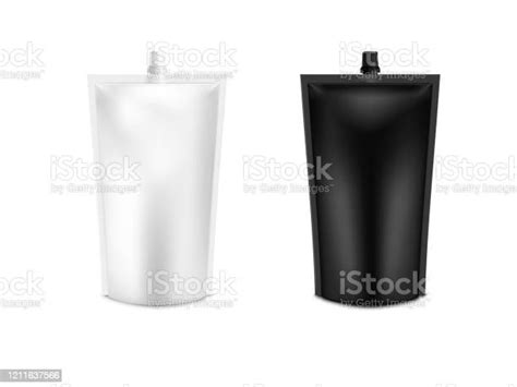 현실적인 3d 화이트 블랭크 도이 팩 모의 세트 벡터 Doypack 템플릿 스크류 캡포장 3차원 형태에 대한 스톡 벡터 아트 및 기타 이미지 Istock