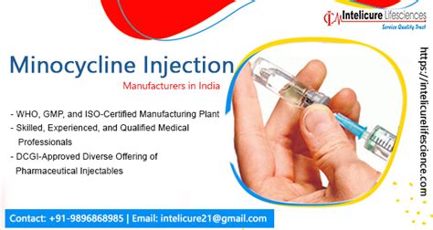 Topmost Minocycline Injection Manufacturers In India Intelicure