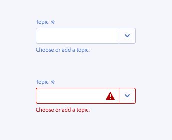 Key Example Of Incorrect Usage Of Switching Help Text With Error Text Required Combo Box Label
