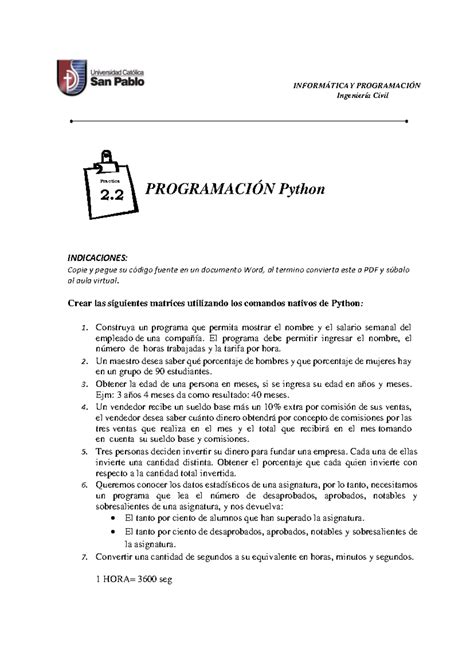 Practica 22 Python InformÁticay ProgramaciÓn Ingeniería Civil
