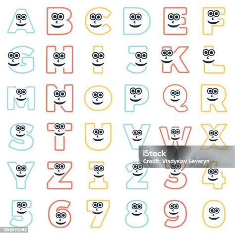 편심 얼굴 벡터 클립 아트문자와 숫자의 형태로 문자의 집합 1에 대한 스톡 벡터 아트 및 기타 이미지 1 2 9 Istock