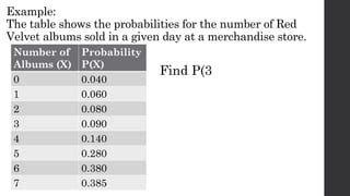 Computing Probability Corresponding To A Given Random Variable Pptx