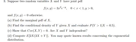 Solved 3 Suppose Two Random Variables X And Y Have Joint