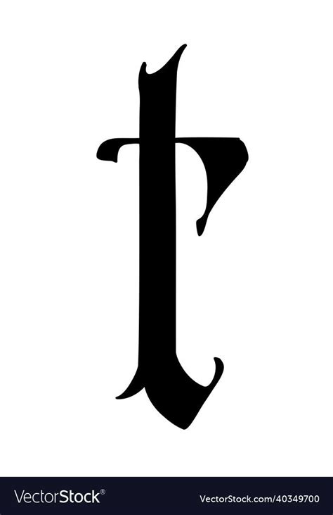 Letter T In The Gothic Style Alphabet Symbol Vector Image On