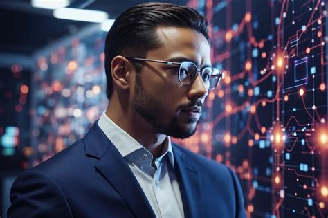 premium photo a businessman harnessing ai big data digital neural