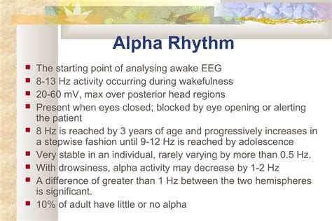 Normal Eeg Patterns Frequencies As Well As Patterns That May Simulate Disease Ppt