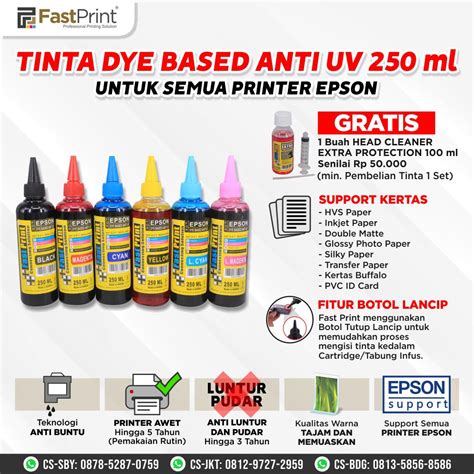 Fast Print Tinta Printer Epson Dye Based Anti Uv Fast Print Indonesia