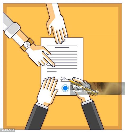 사업가 표지판 계약 종이 문서 또는 은행 고객 돈 신용 및 직원의 금융 양식에 서명 작성 하 그 약관 대출 사람들 손에의 상위