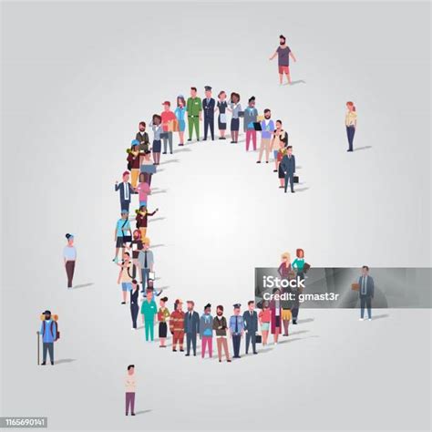큰 사람들 군중 수집 모양 문자 C 다른 직업 직원 그룹 함께 영어 알파벳 개념 전체 길이 서 사람들에 대한 스톡 벡터 아트 및 기타 이미지 Istock