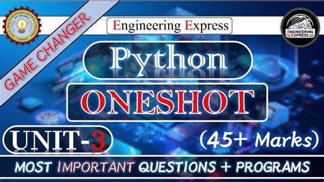 Python Programming One Shot Unit 3 Most Important Questions B Tech Aktu By Engineering