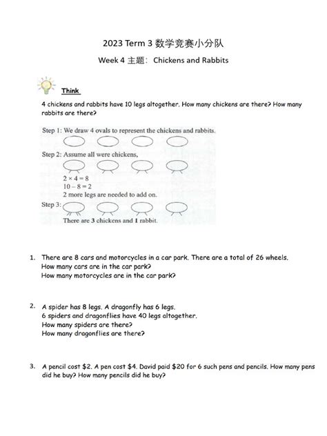 week 4 problem solving chickens and rabbits pdf