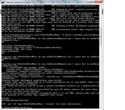 Nodejs Error Installing Etherpad On Bluemix From Cli Stack Overflow
