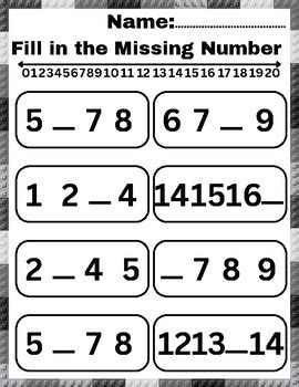 Missing Numbers Order Numbers Sense Fill In The Missing Numbers