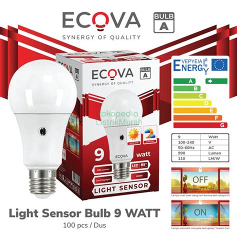 Jual Ecova Lampu Led W Watt Sensor Cahaya Light Bulb E Putih Jakarta Barat Listrikmurah