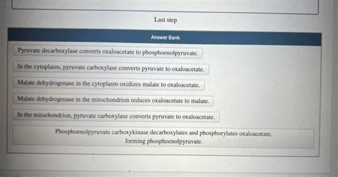 Solved The Last Step Of Glycolysis Converts