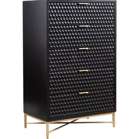 Origins 6400blk 05 Black Pearl Chest In Black Wood And Gold