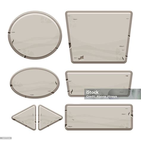 돌 버튼 컬렉션 흰색 배경에 고립 된 만화 스타일의 바위 자산 세트 광물 상세한 개체 Ui 게임 인터페이스 응용 프로그램 팬넬 원형에 대한 스톡 벡터 아트 및 기타 이미지